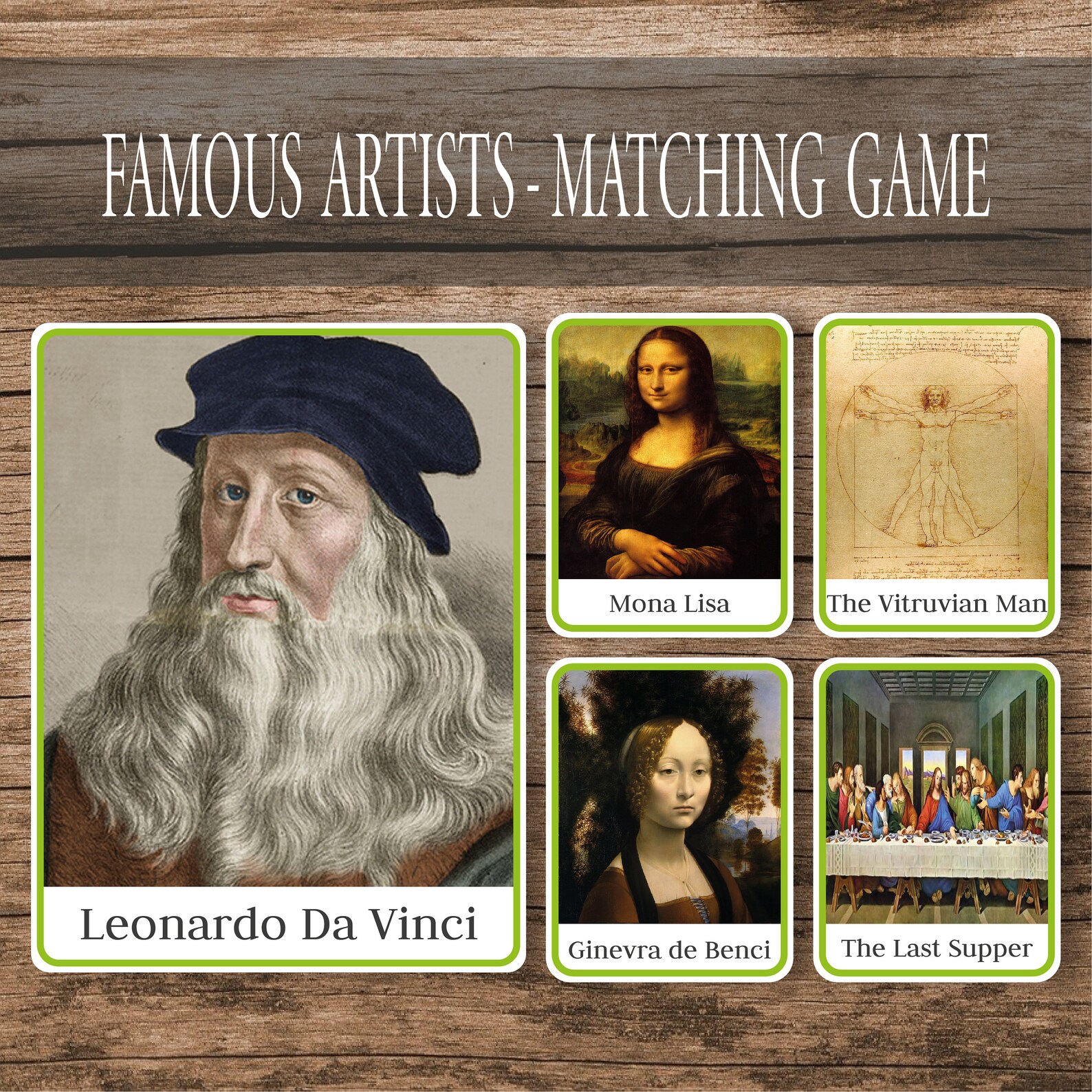 Famous Painters Matching Game Cards, Memory Game, Artists Worksheet ...