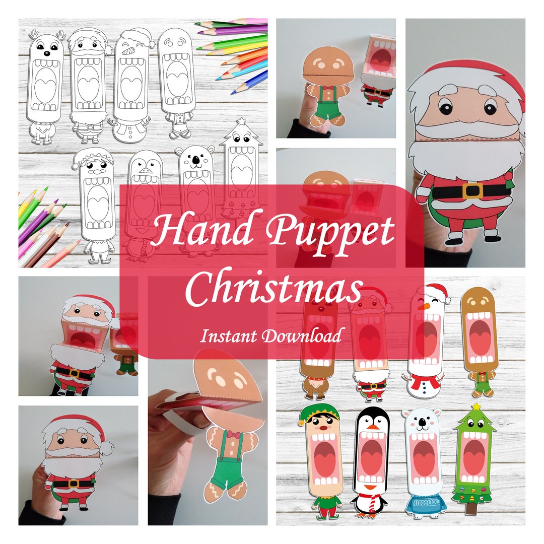 Christmas Character Paper Printable Hand Puppets, Instant Download ...