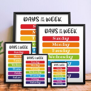 Days of the Week Printable, Montessori Educational Poster, Kids ...