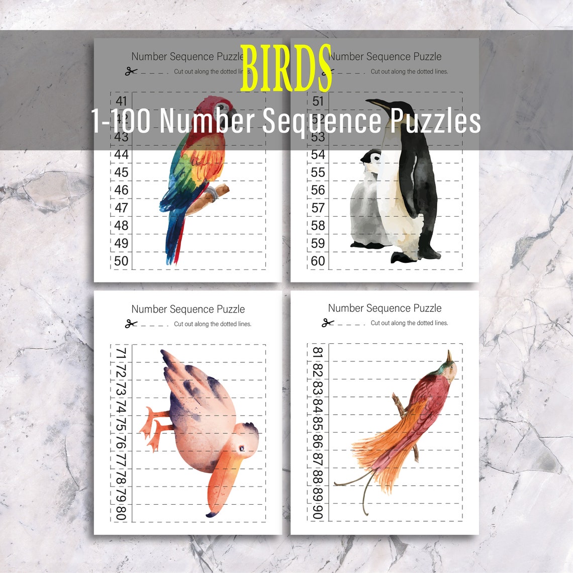 BIRD Sequence Puzzle, Printable Number Counting Puzzle, Preschool ...