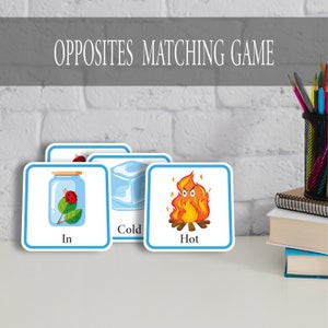 Opposites Matching Game Cards: Montessori Early Learning (PDF Pattern ...