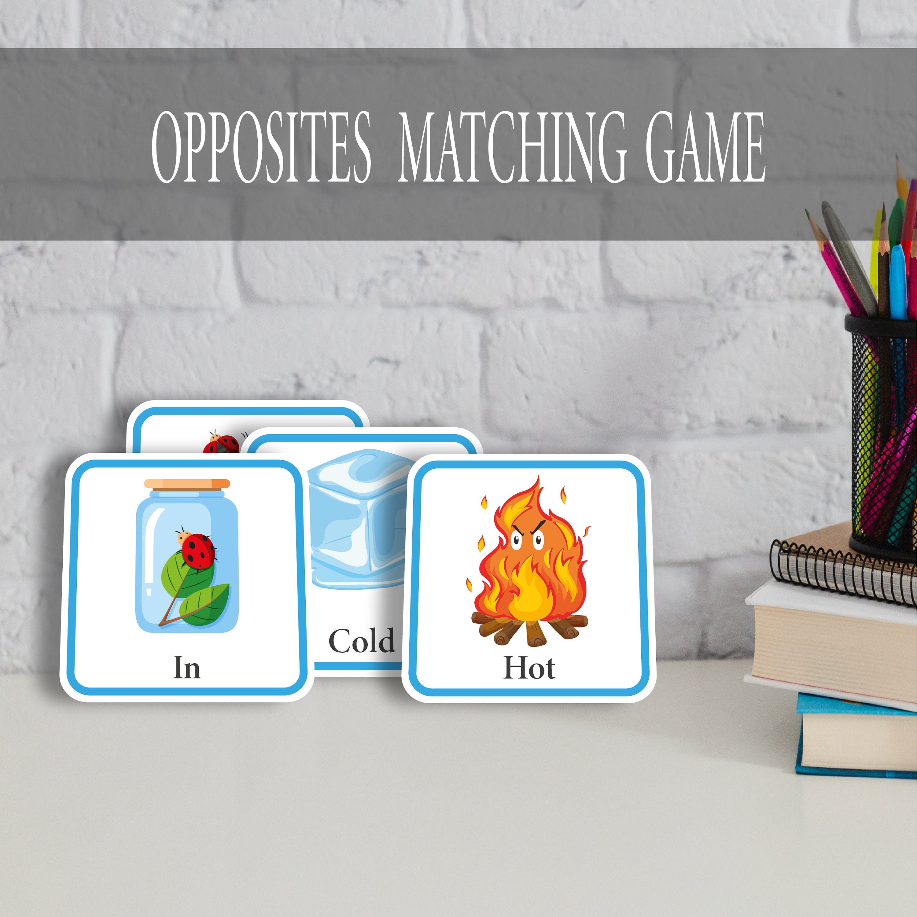 Opposites Matching Game Cards: Montessori Early Learning (PDF Pattern ...