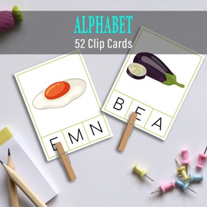 ALPHABET Clip Cards, Letters Recognition, Printable Montessori Flash ...