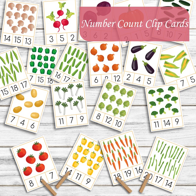 Number Set Printable Count Clip Cards Tracing Card Paper - Etsy