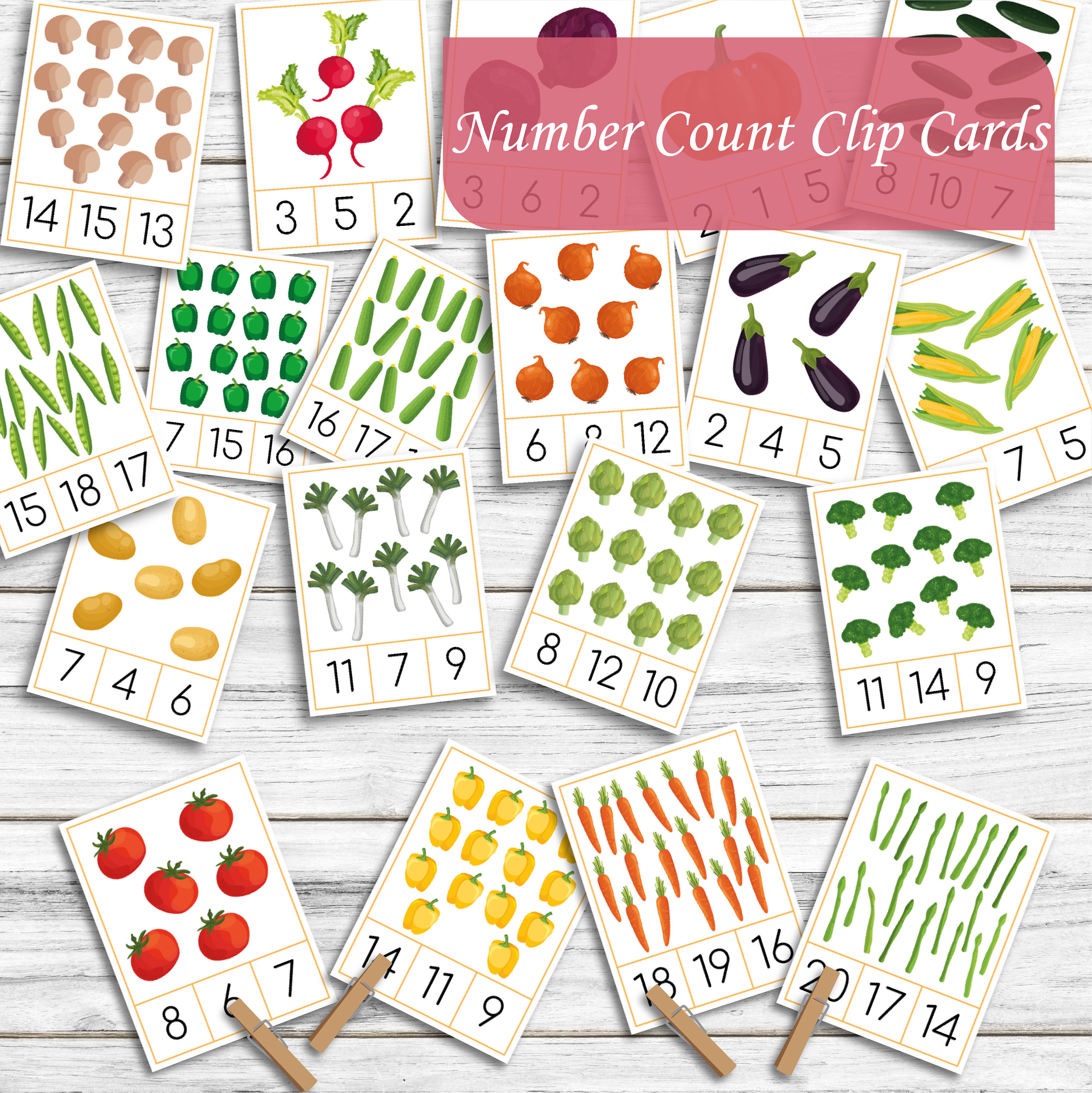 Number Set Printable Count Clip Cards Tracing Card Paper - Etsy