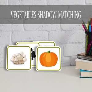 Vegetables Shadow Matching Game Cards, Montessori Toddler Matching Game ...