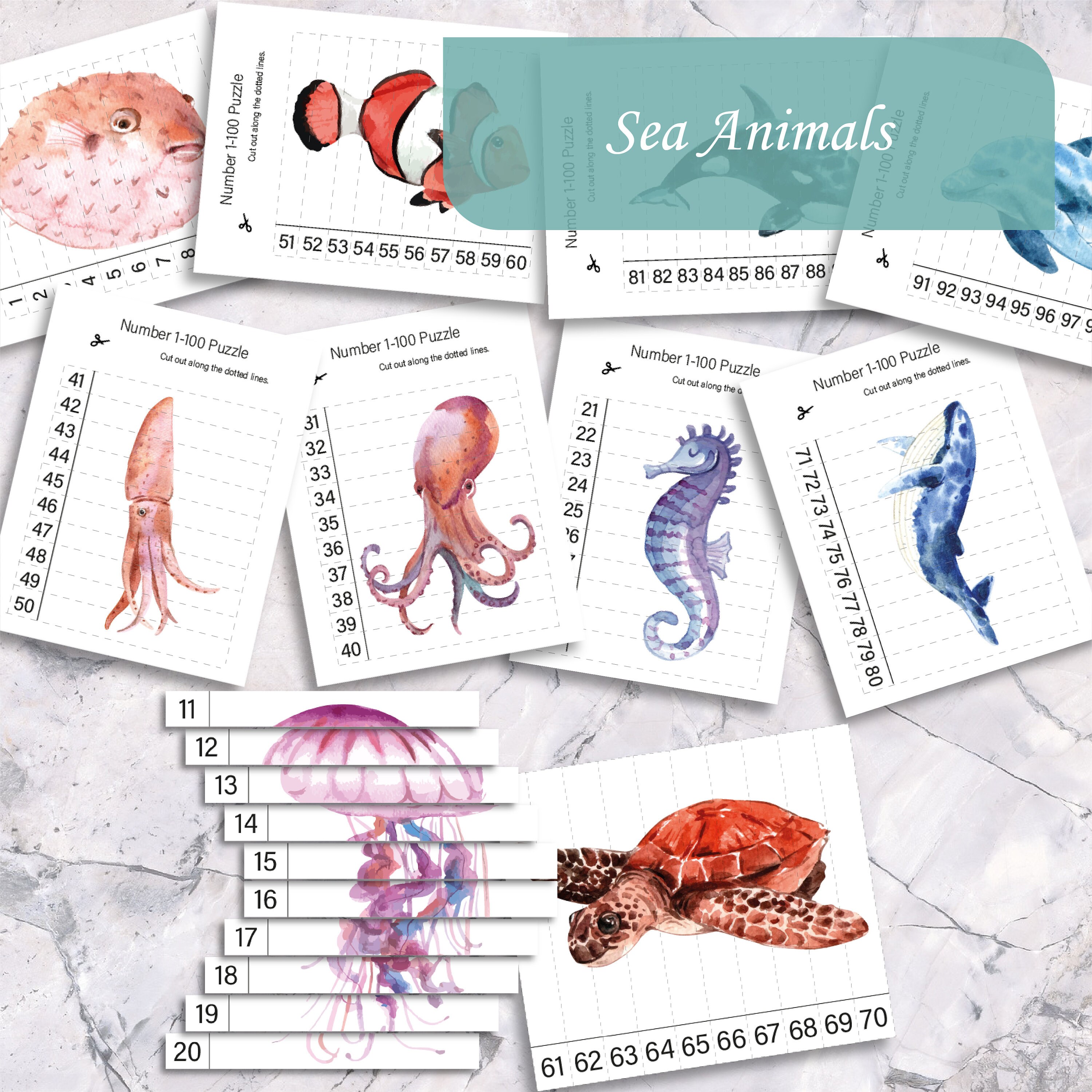 Number Sequence Counting Printable Animal Puzzle Set - Etsy