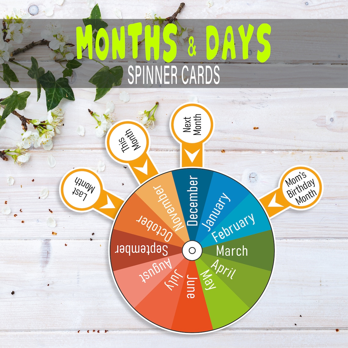 MONTHS AND DAYS Spinner Cards Printable Toddler Busy Book - Etsy