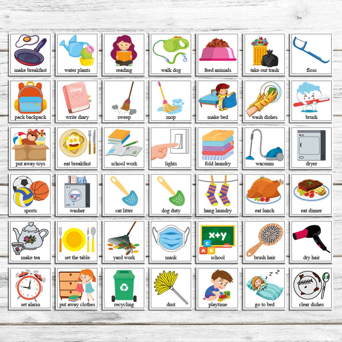 Kids Daily Responsibilities Chart, Printable Daily Routine, Chore Chart, Morning/afternoon ...