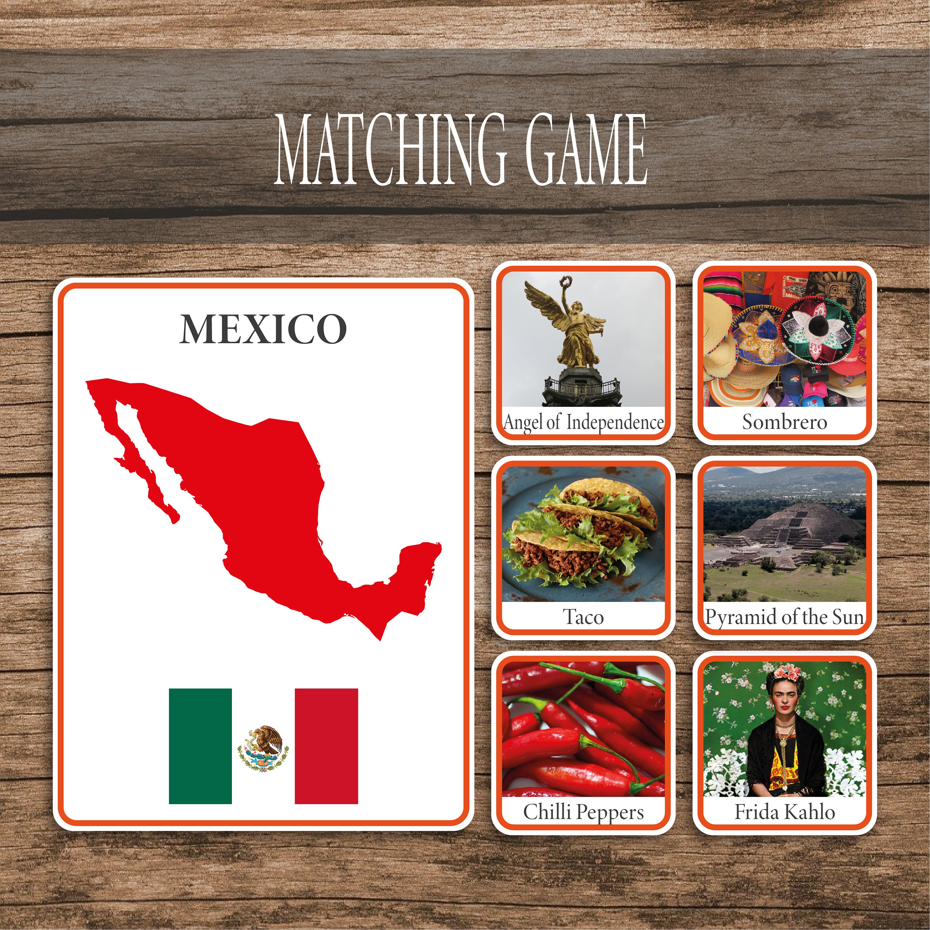 American Countries Matching Game Cards , Montessori Toddler Matching ...