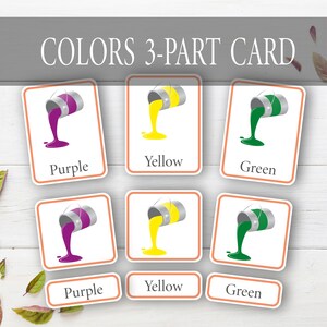 COLORS Three Part Flash Cards, Montessori Toddler Flashcard for Kids ...