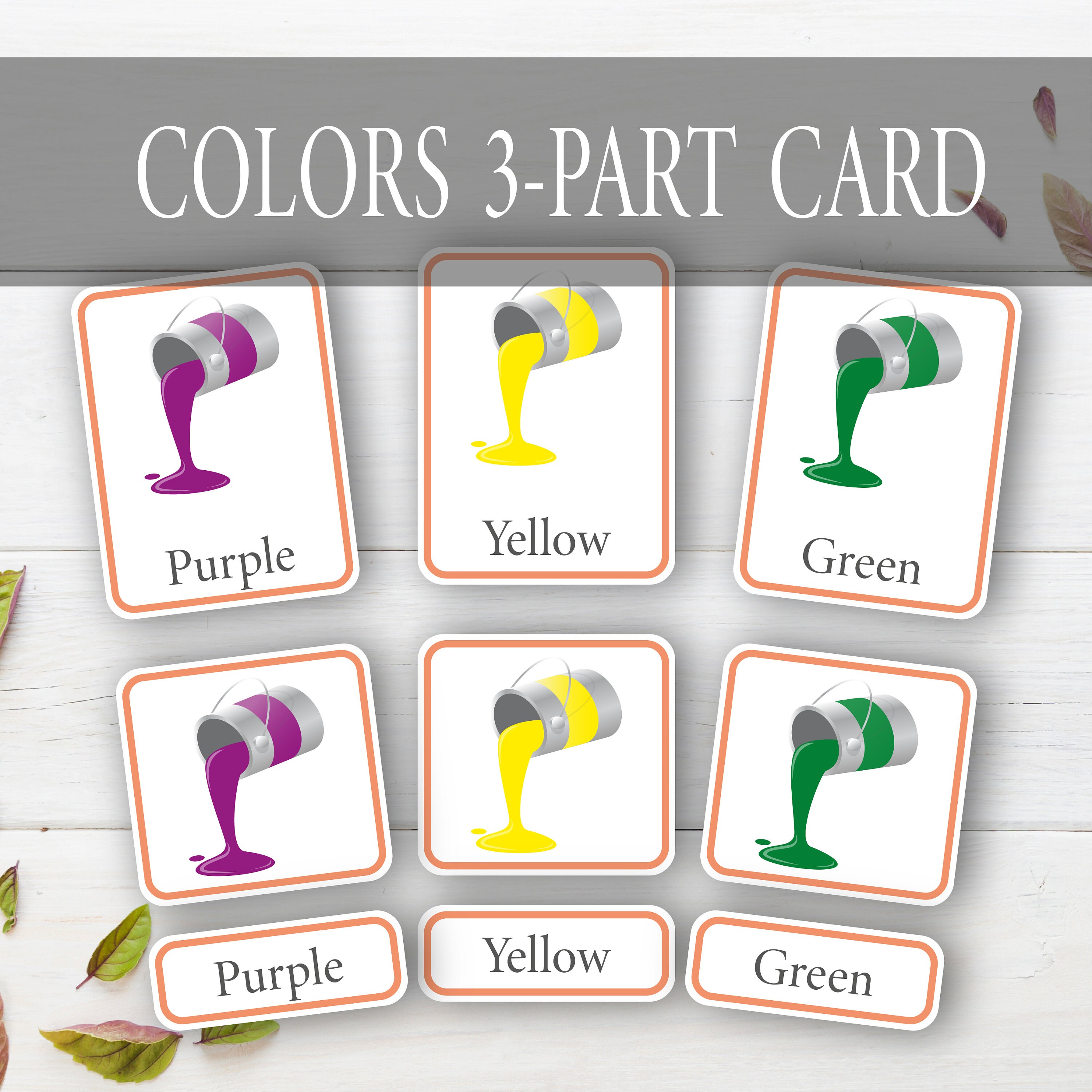 COLORS Three Part Flash Cards Montessori Toddler Flashcard - Etsy