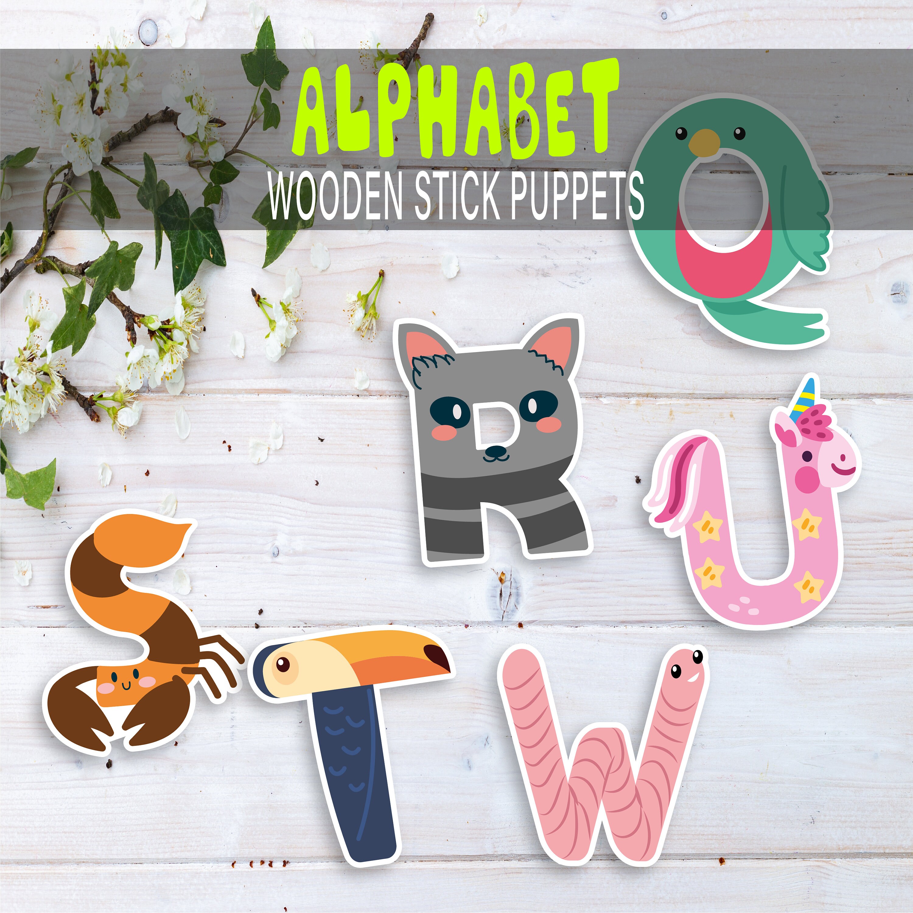 ALPHABET Animal Puppets Printable ABC Card Kindergarten - Etsy Australia