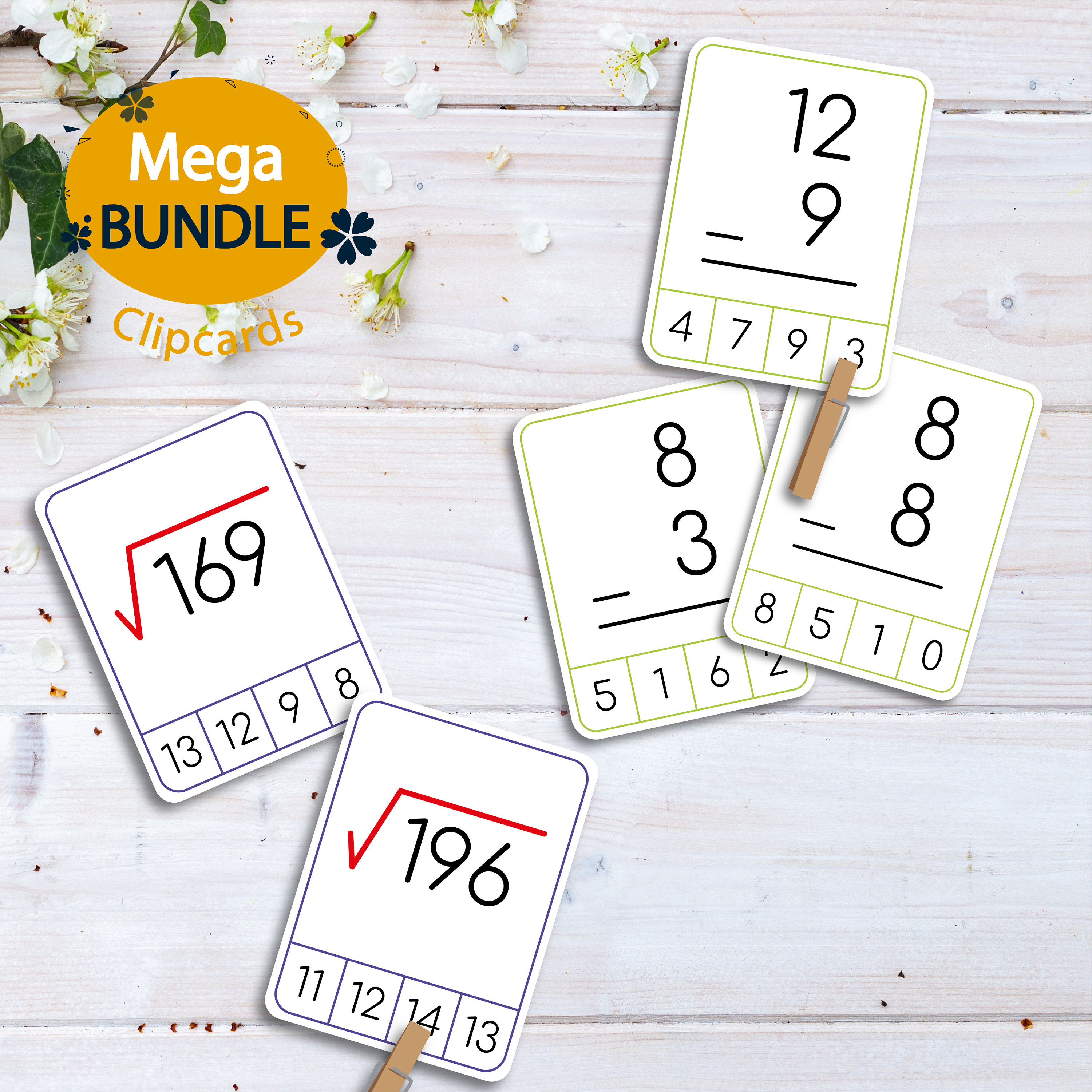 Count and Clip Card Set, Printable Cards for Toddler,preschool Math for ...