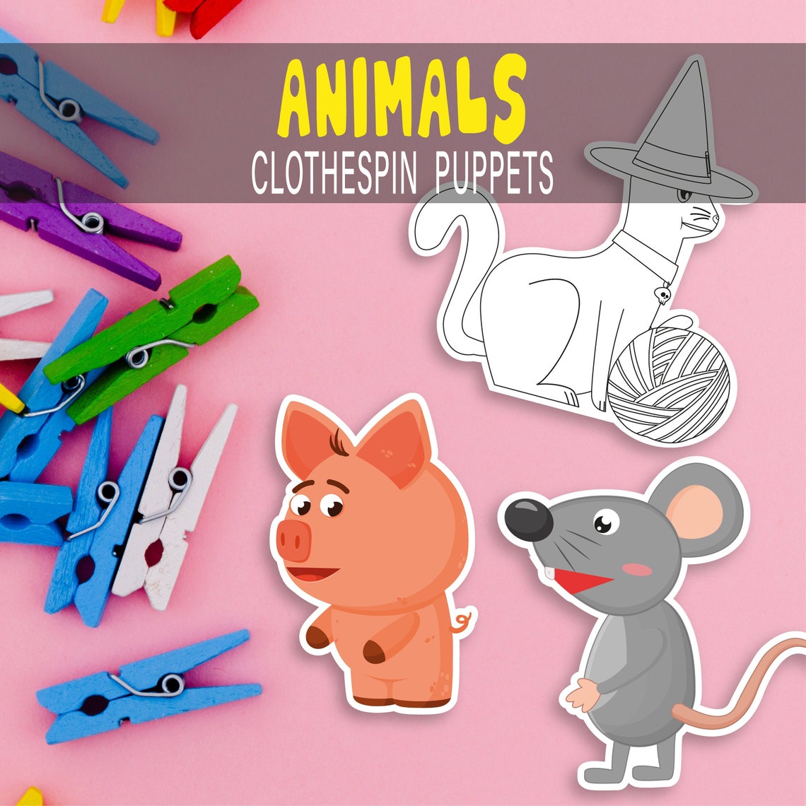 Animal Clothespin Puppets: Montessori Paper Toys (printable PDF) - Etsy