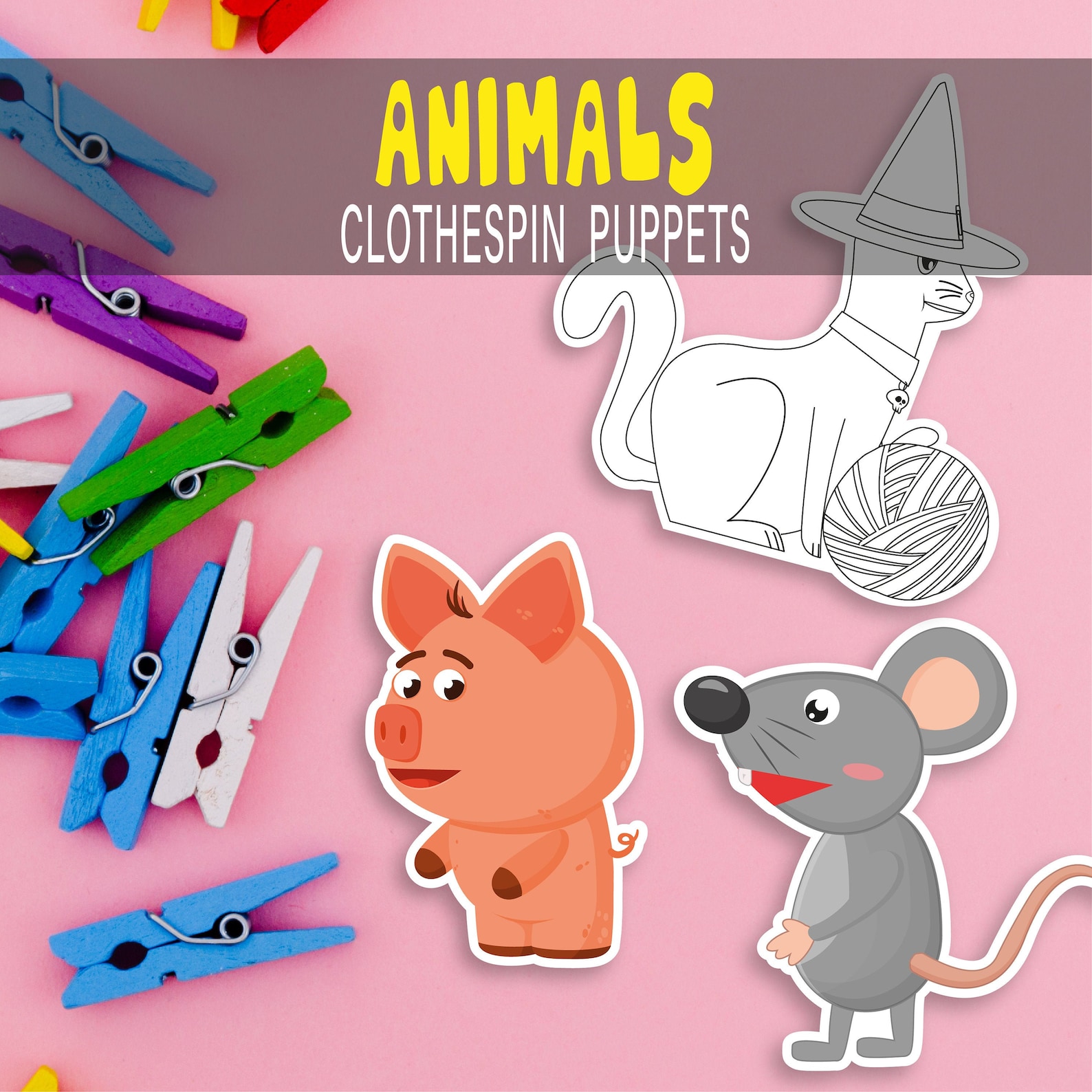 Animal Clothespin Puppets: Montessori Paper Toys (printable PDF) - Etsy