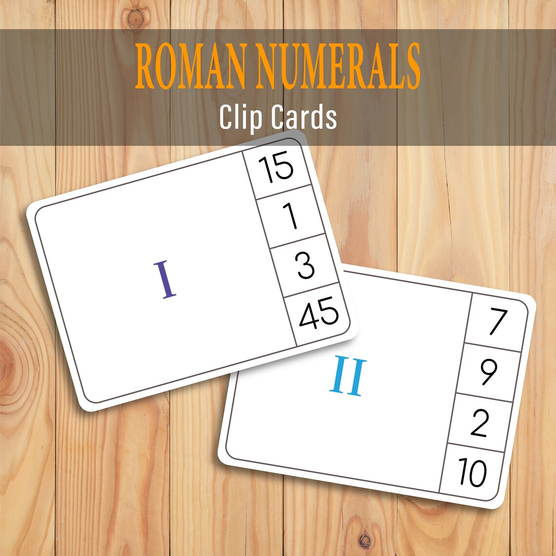 ROMAN NUMERALS 1-100 Clip Cards, Math Flash Cards, Educational ...