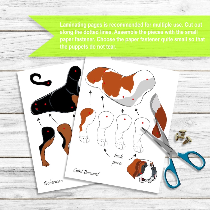 Dog Articulated Paper Puppets: Montessori Learning Toy (PDF) - Etsy