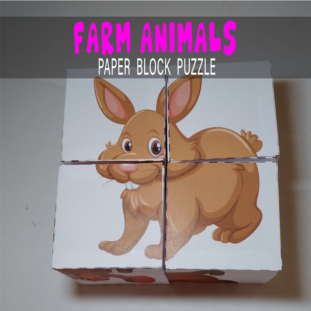 Farm Animals Puzzle Cubes: Montessori Paper Blocks (digital Download ...