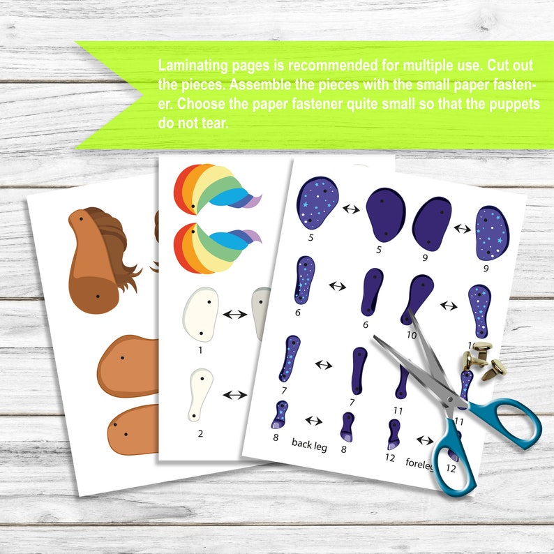 Articulated Horse Puppet: Printable Montessori Paper Craft (PDF Pattern ...