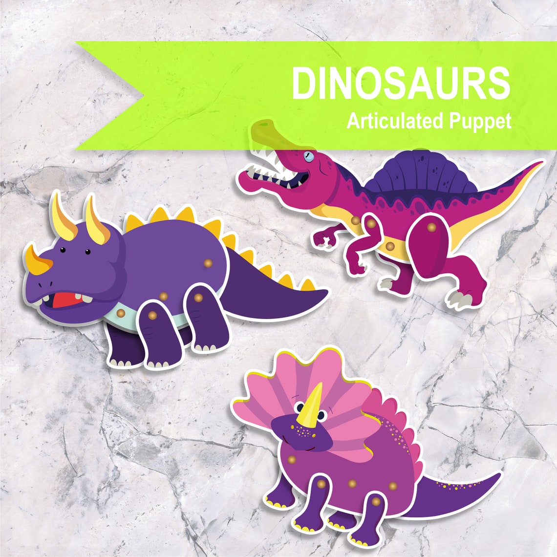 DINOSAUR Articulated Puppets Printable Paper Doll DIY Craft - Etsy