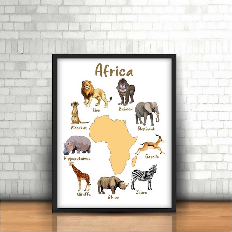 African Animals Print: Montessori Educational Poster (digital Download ...