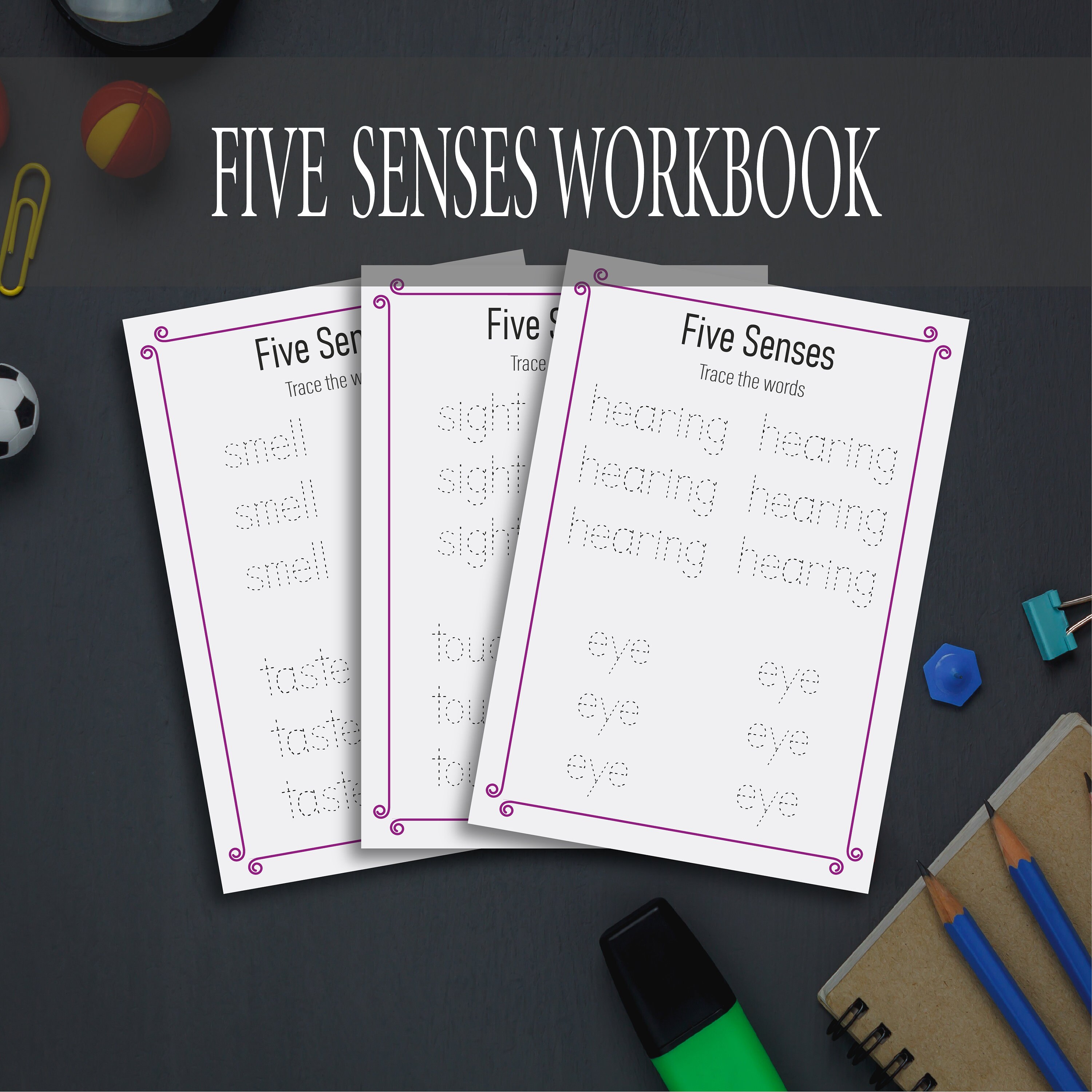 Five Senses Printable Toddler Busy Book, Montessori Five Senses ...