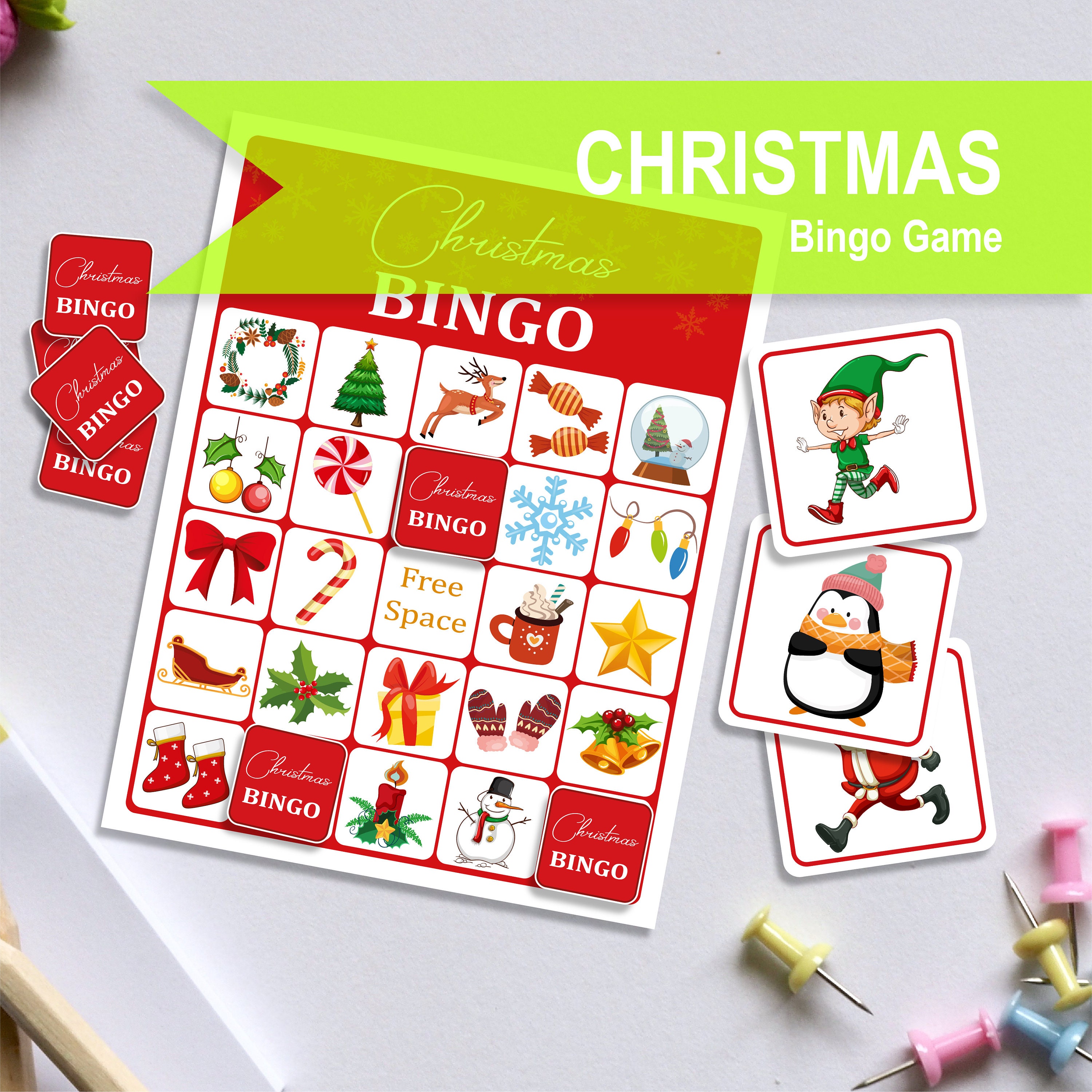 CHRISTMAS BINGO (20 Cards) Game, Printable Party Game, Instant Digital ...
