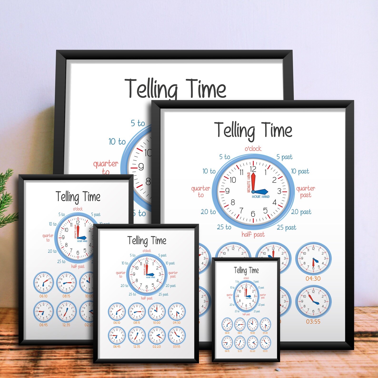 Telling Time Poster, Printable Clock, Kids Learning Game, Homeschool ...