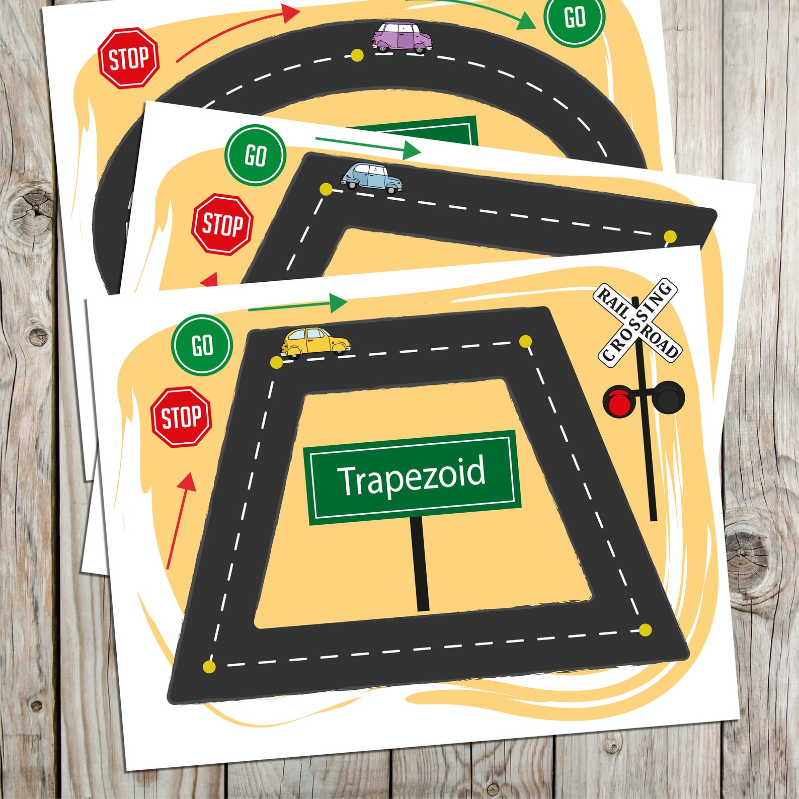 2D Shapes Printable Tracing Road Practice, Fun Car Activity for Toddler ...
