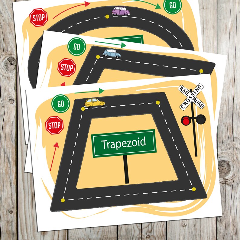 2D Shapes Printable Tracing Road Practice, Fun Car Activity for Toddler ...