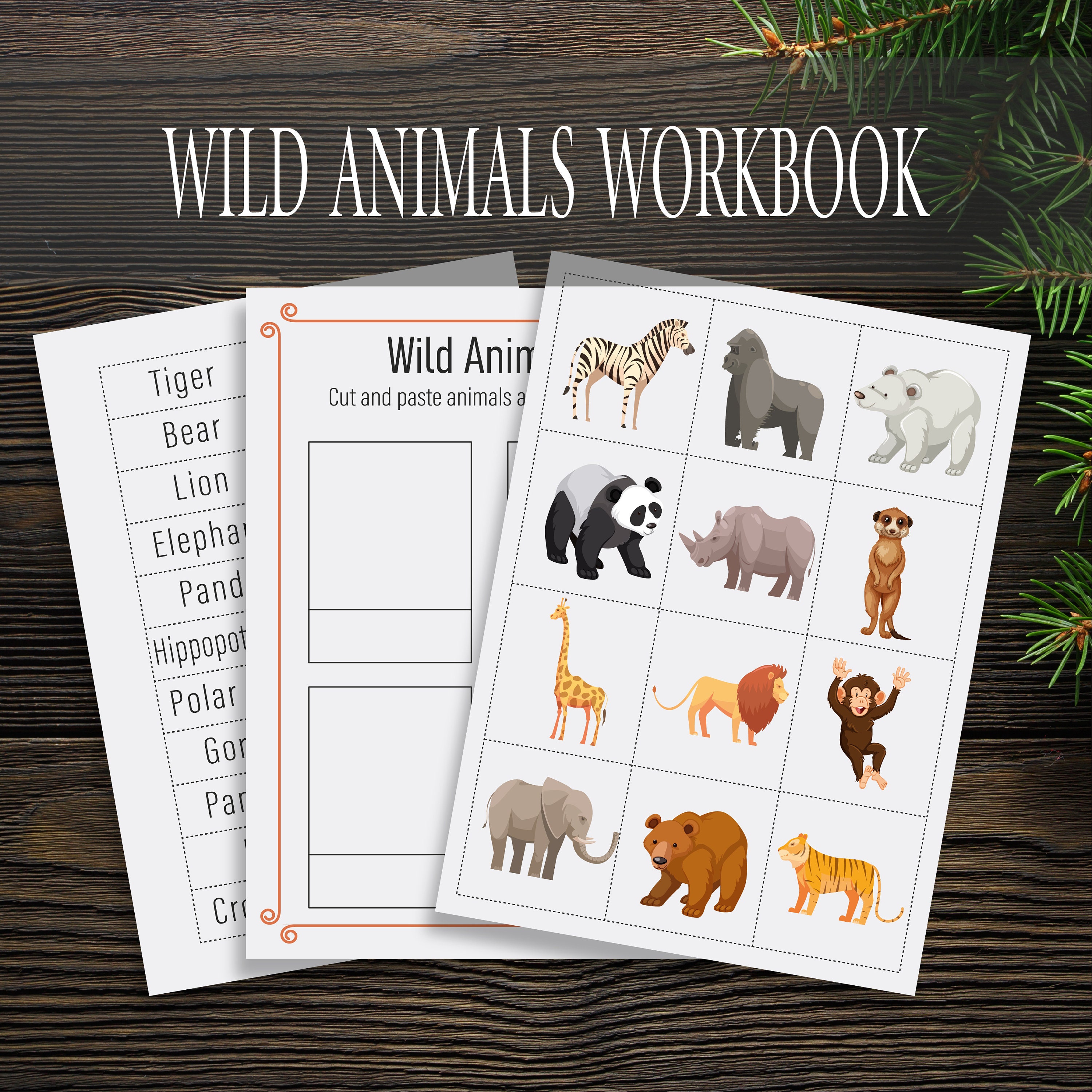 Wild Animals Workbook: Montessori Toddler Learning (PDF) - Etsy