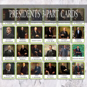UNITED STATES PRESIDENTS, American Presidents Flash Cards, Presidents ...