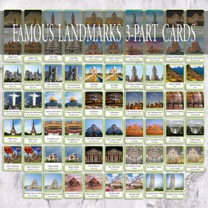 World Famous Landmarks Three Part Flashcards, World Wonders ...