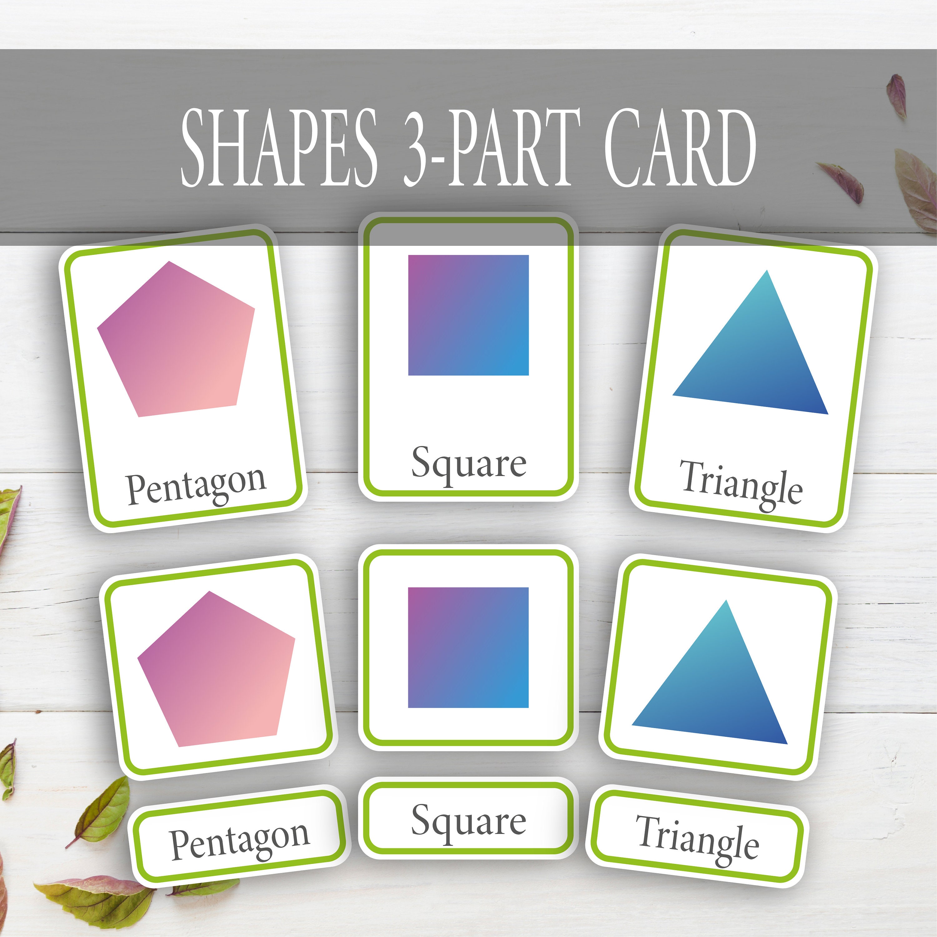 SHAPE Montessori Cards Printable Flash Cards Nomenclature - Etsy