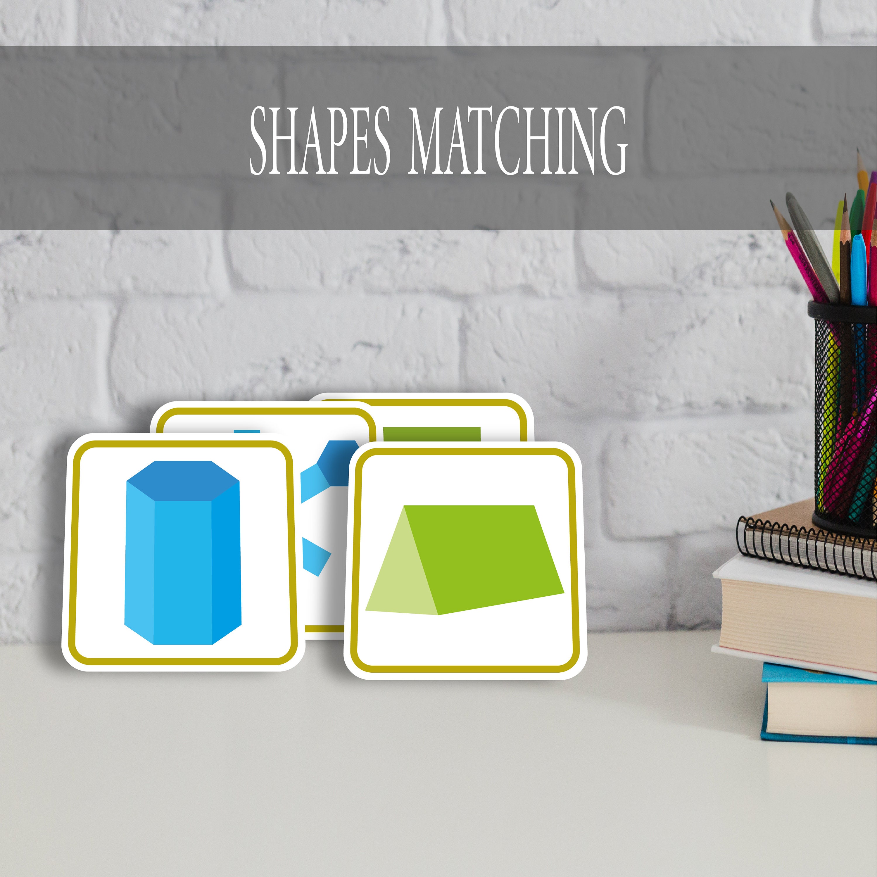 Shape Matching Flash Cards, Preschool Learning, Shapes Activity for ...