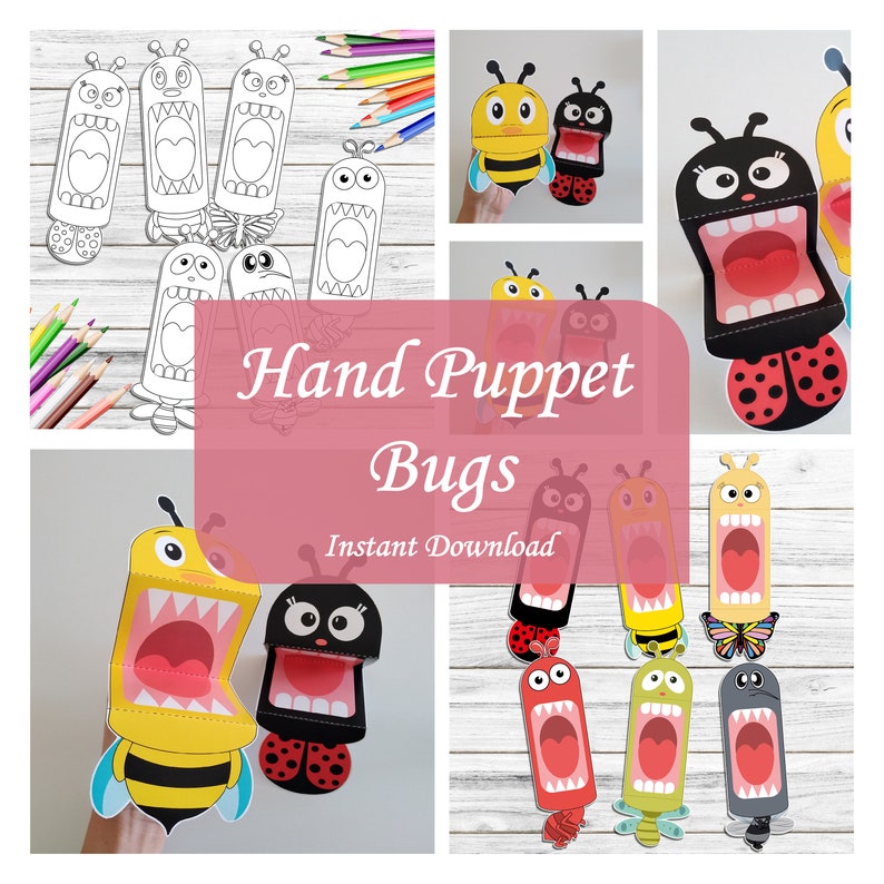Bug Insect Paper Printable Hand Puppets, Animal Toy, Instant Download ...