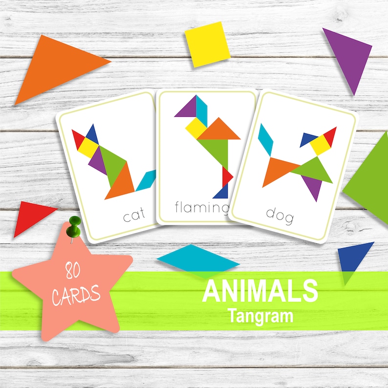Tangram Animal Puzzles: Montessori Flash Cards for Toddlers (PDF) - Etsy