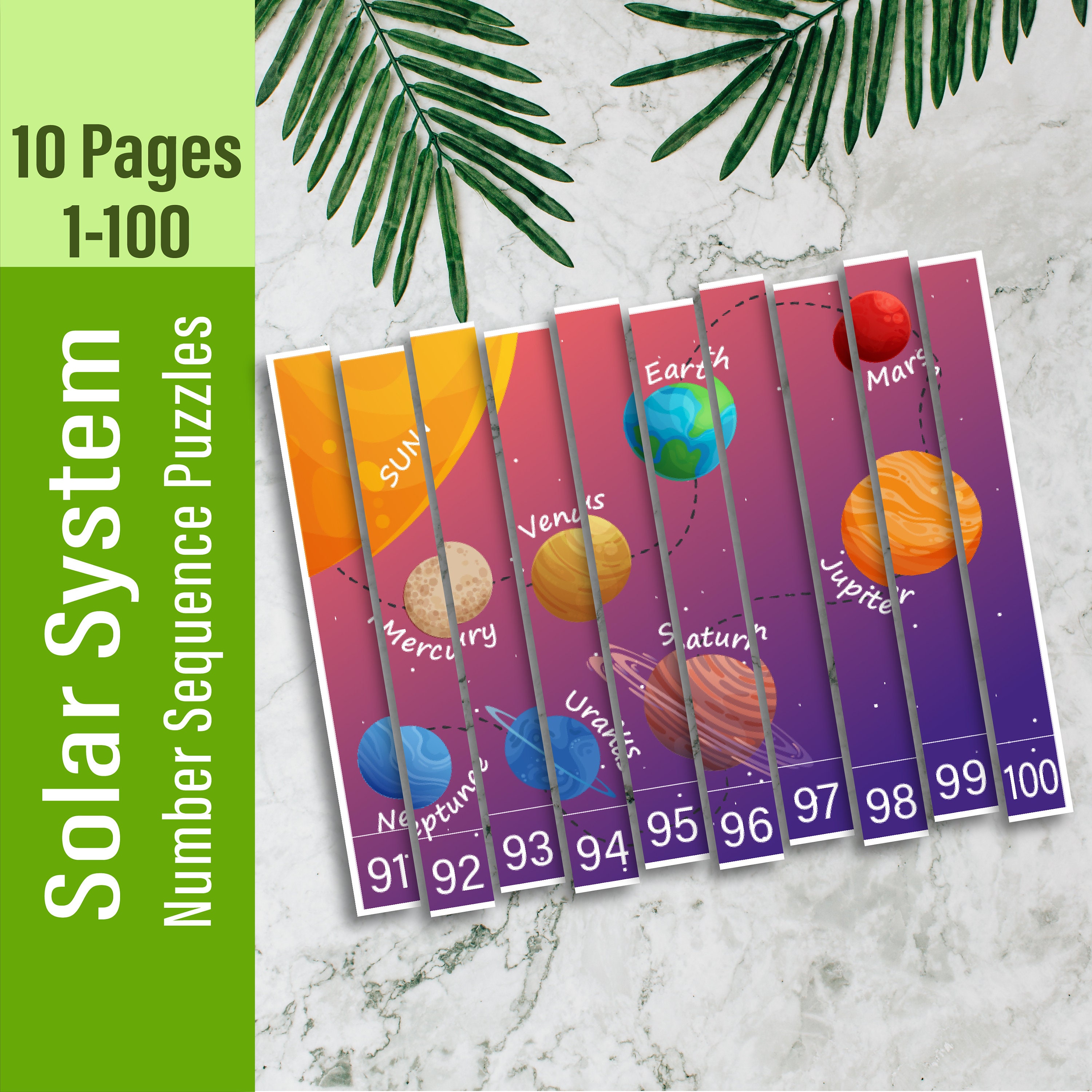 SOLAR SYSTEM Sequence Puzzle PLANETS Printable Number Counting Puzzle ...