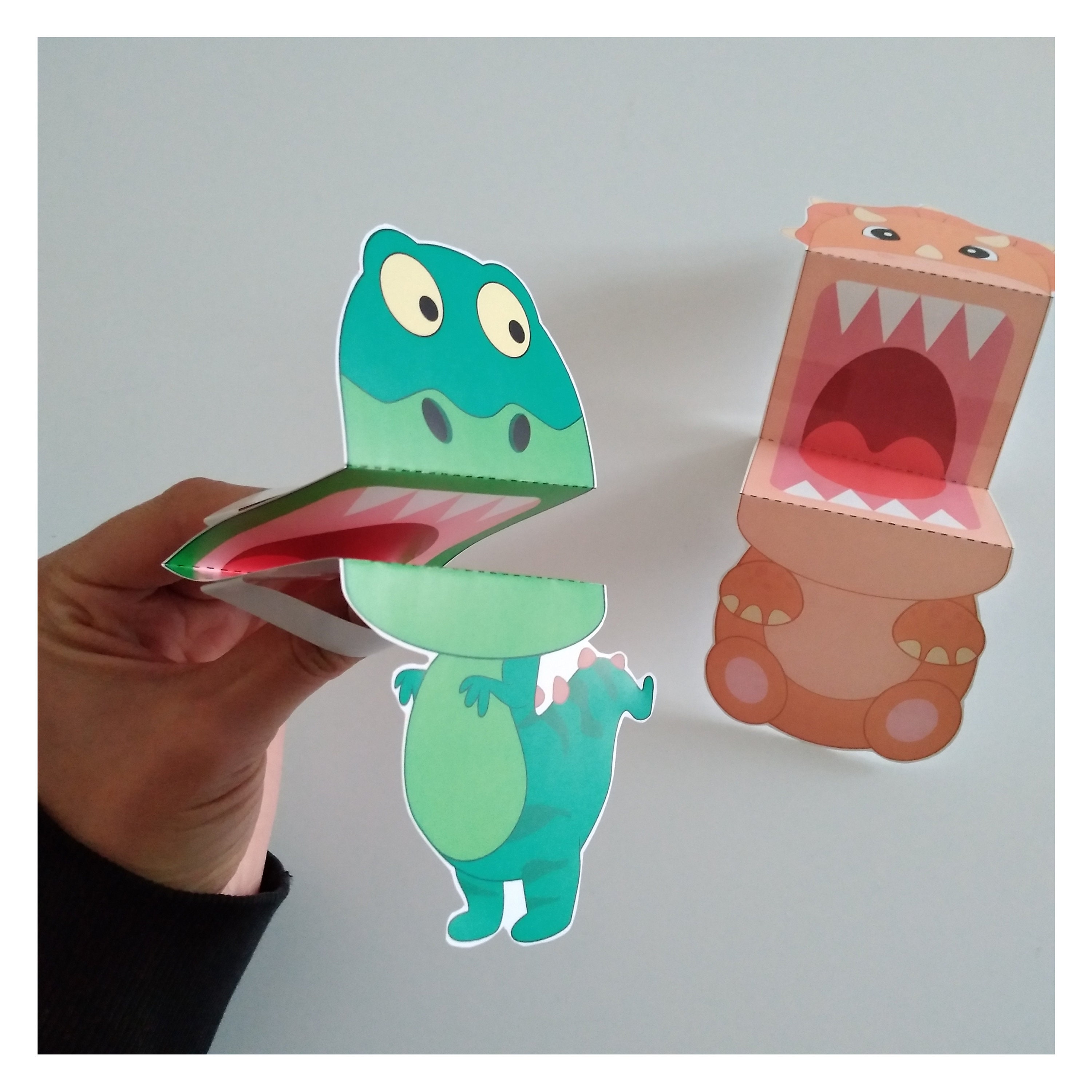 Dinosaur Paper Hand Puppets: Kids' Craft Coloring Page (digital File ...