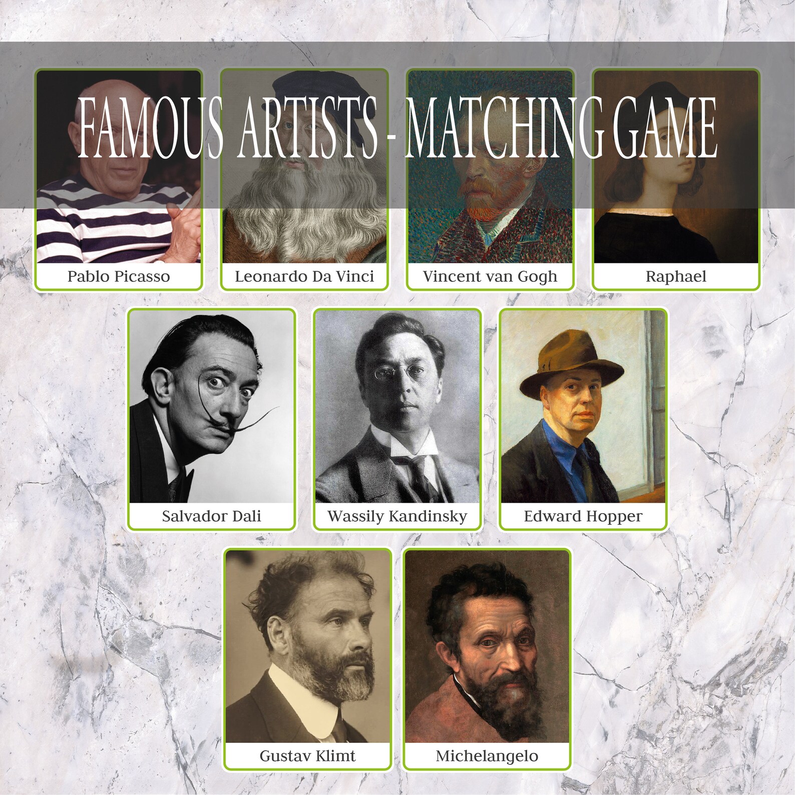Famous Painters Matching Game Cards, Memory Game, Artists Worksheet ...