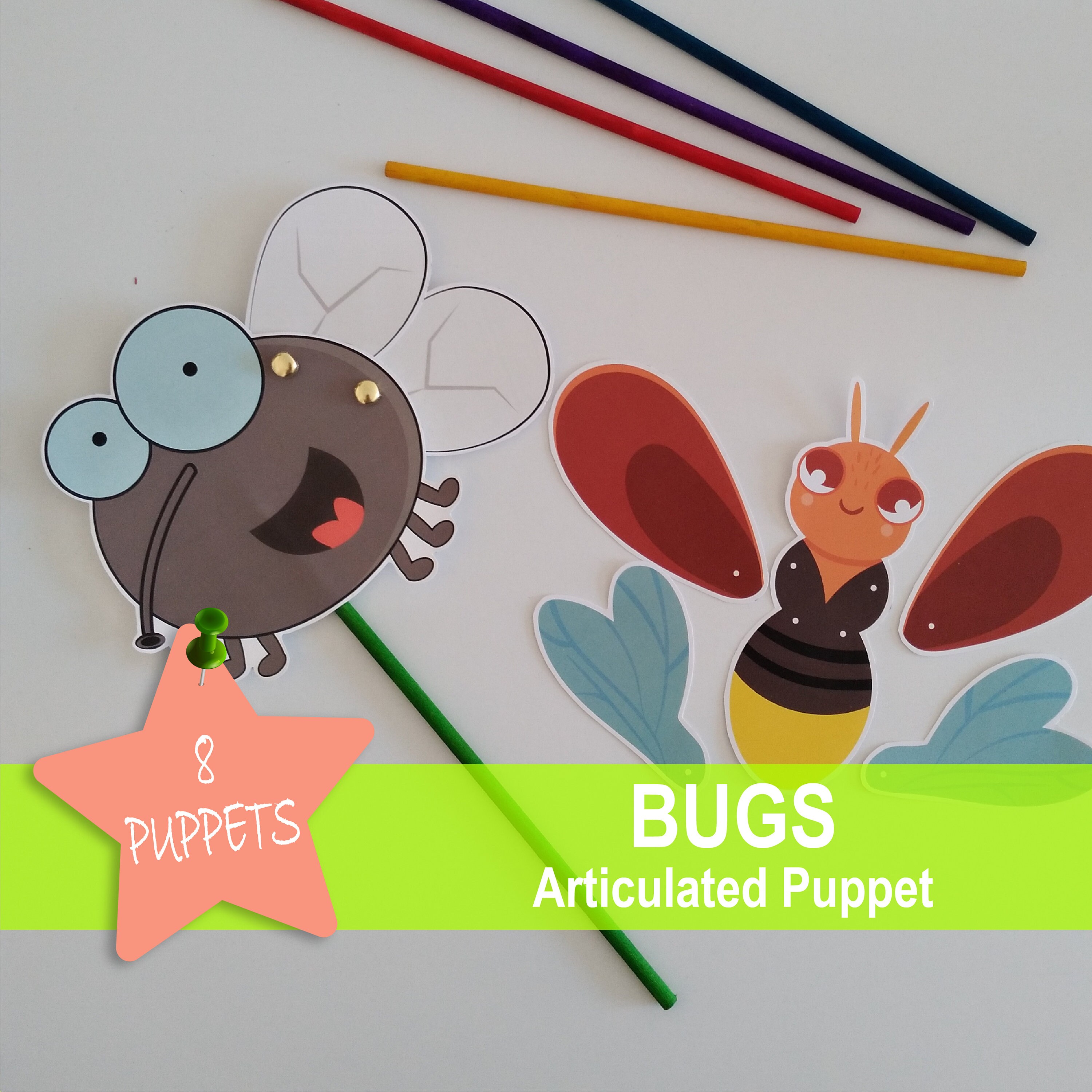BUG Articulated Puppets Printable Paper Doll Toddler Busy - Etsy Australia