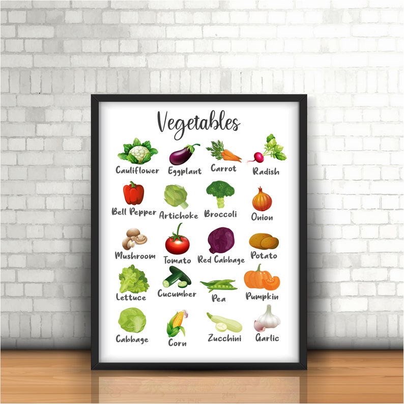 Garden Vegetable Poster Downloadable Prints Montessori | Etsy