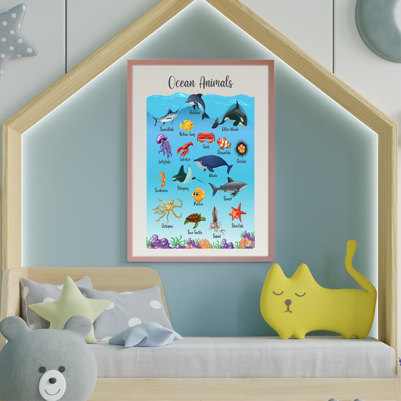 Ocean Animals Poster Sea Animal Printable Art Montessori - Etsy