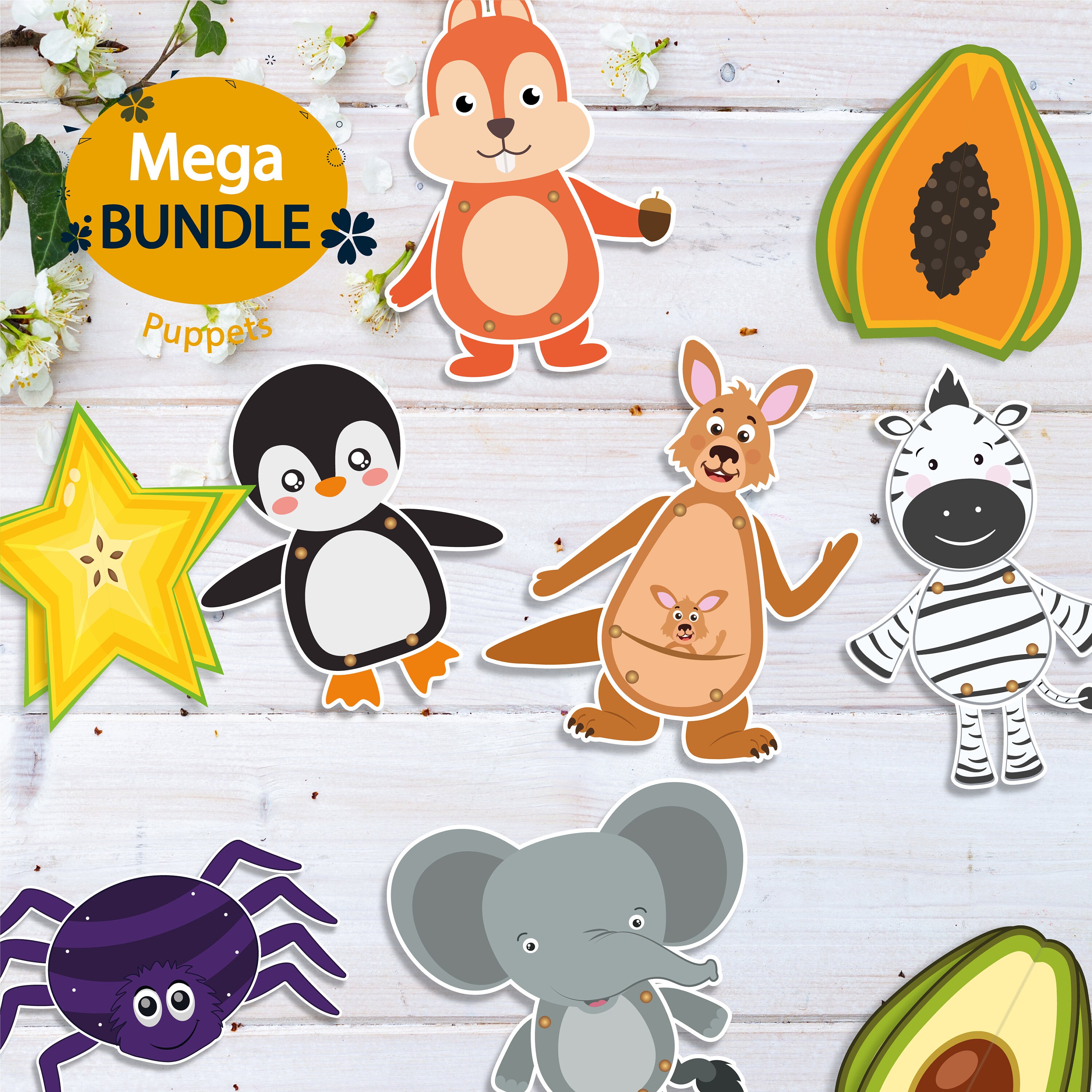 Puppet Set, Printable Paper Doll for Kids, Activity Bundle, Articulated ...