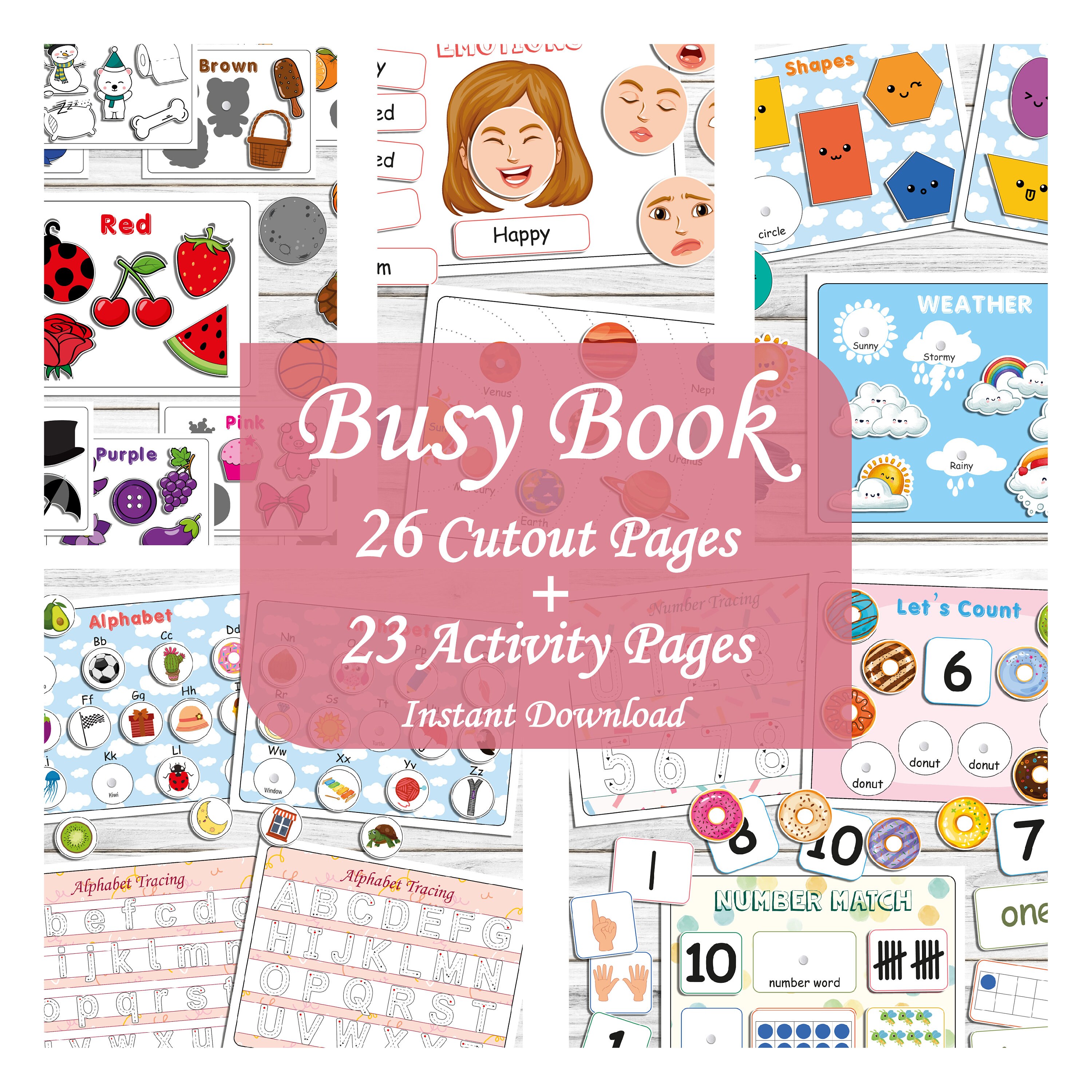 Toddler Busy Book Printable, First Learning Binder, Educational ...