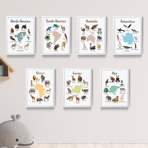 Set of Animal Educational Posters, Continents Poster, 7 Homeschool ...