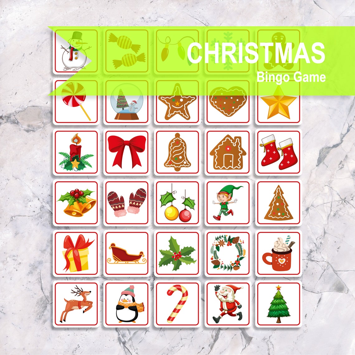 CHRISTMAS BINGO 20 Cards Game Printable Party Game Instant - Etsy
