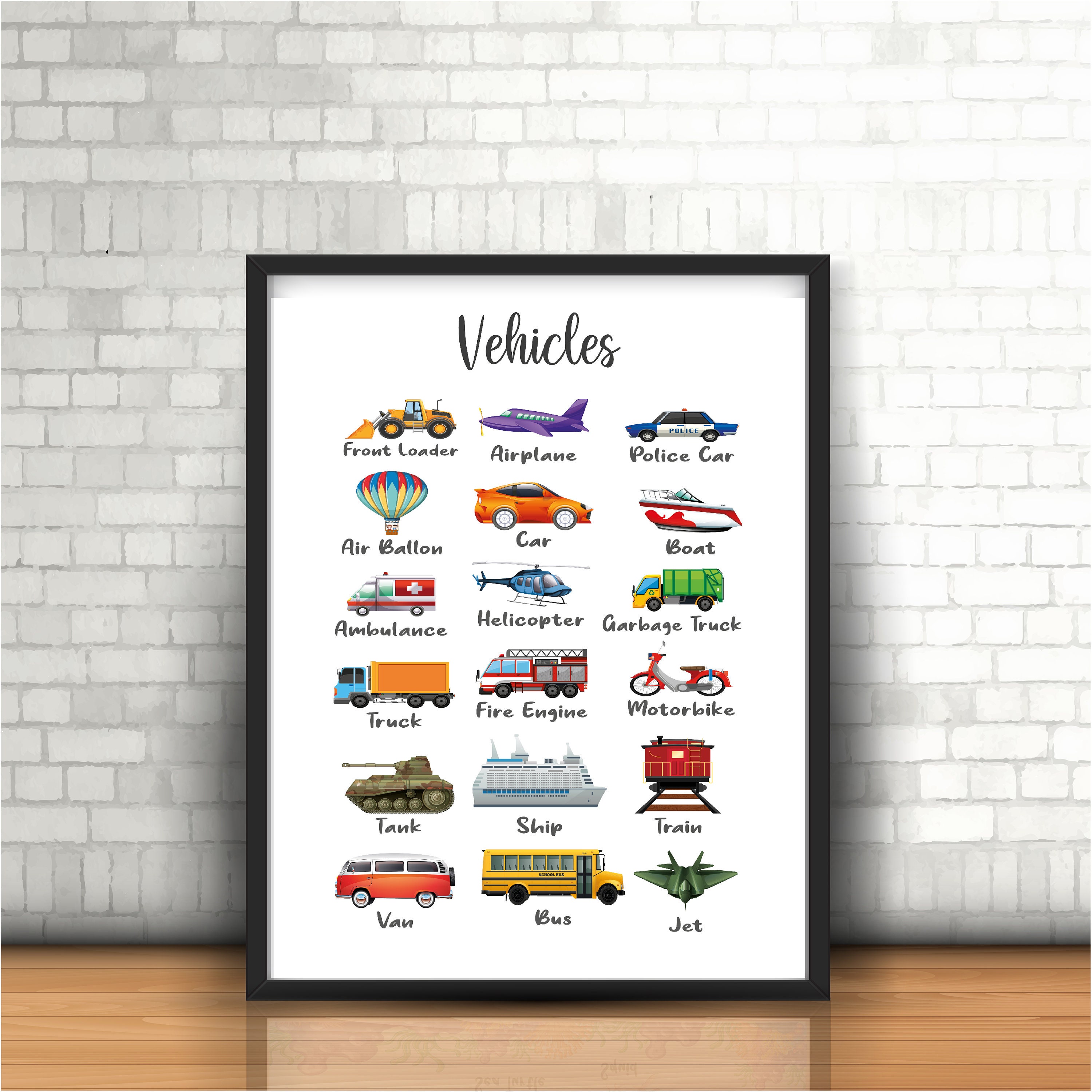 Vehicle Poster, Montessori Poster, Educational Homeschooling Learning ...