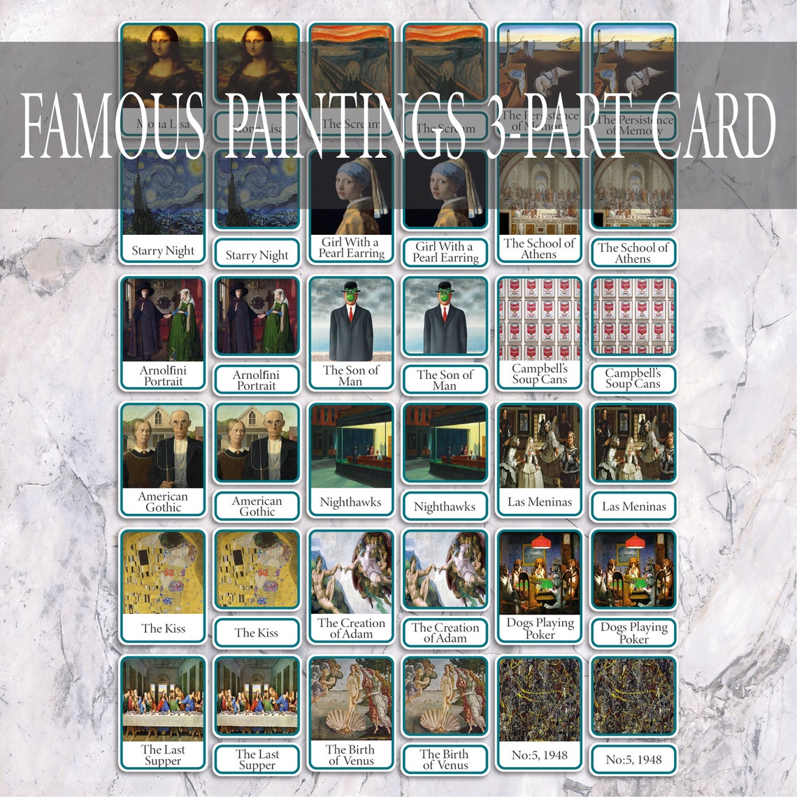 Famous Paintings Flash Cards: Montessori Learning Materials (PDF) - Etsy